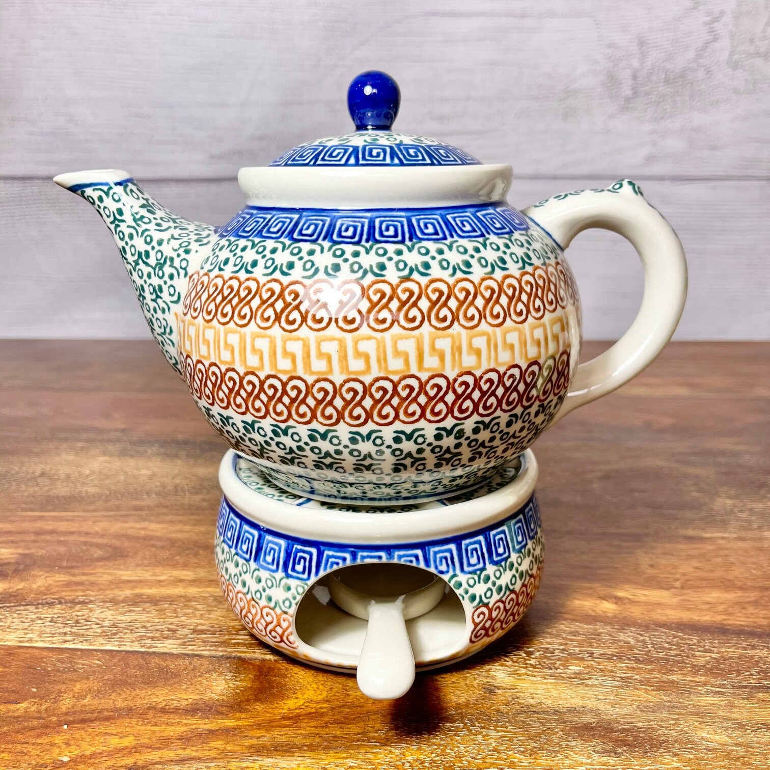 Polish Pottery Tea Set Brown