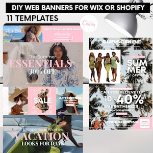 WIX or Shopify Theme Pre-made Banner Templates Step-by-step Guide DIY ...