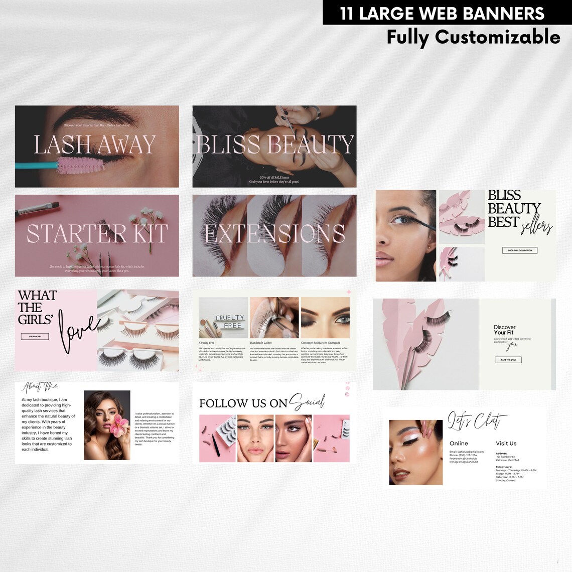 Pre-made Banner Website Templates Step-by-step Guide Designed for Lash ...