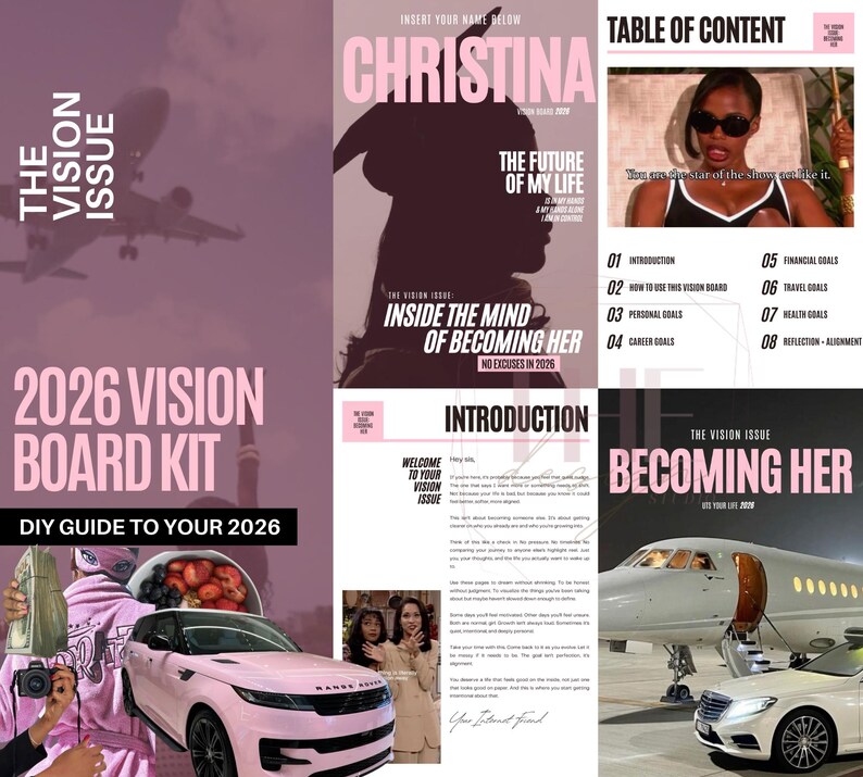 2026 Vision Board Kit Printable | Digital Vision Board Template ...