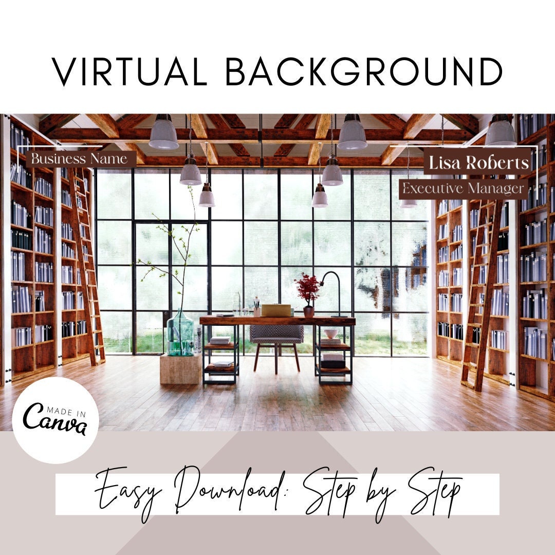 Virtual Office Backgrounds | Library Inspired | Virtual Download | Edit ...