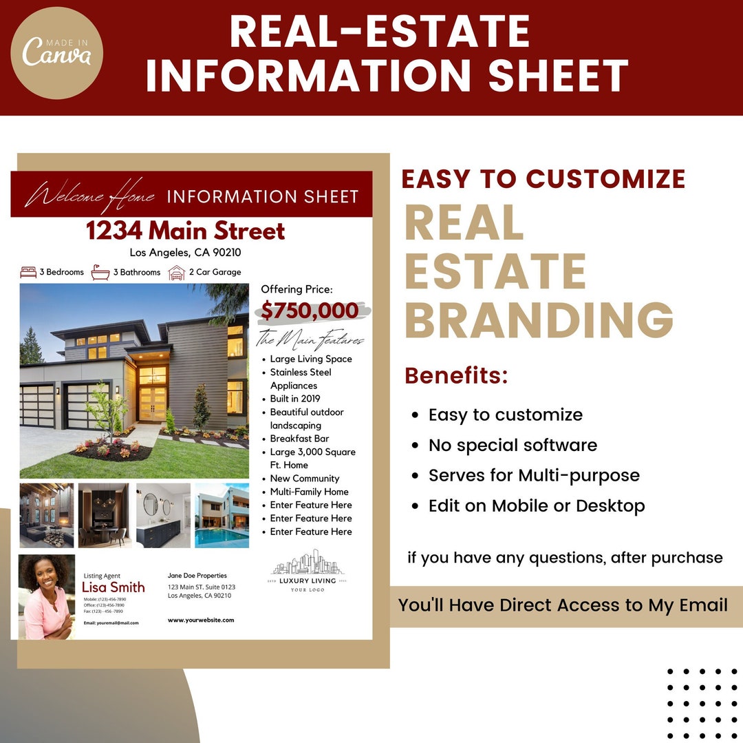 Real Estate Information Sheet Customizable Template | Editable ...