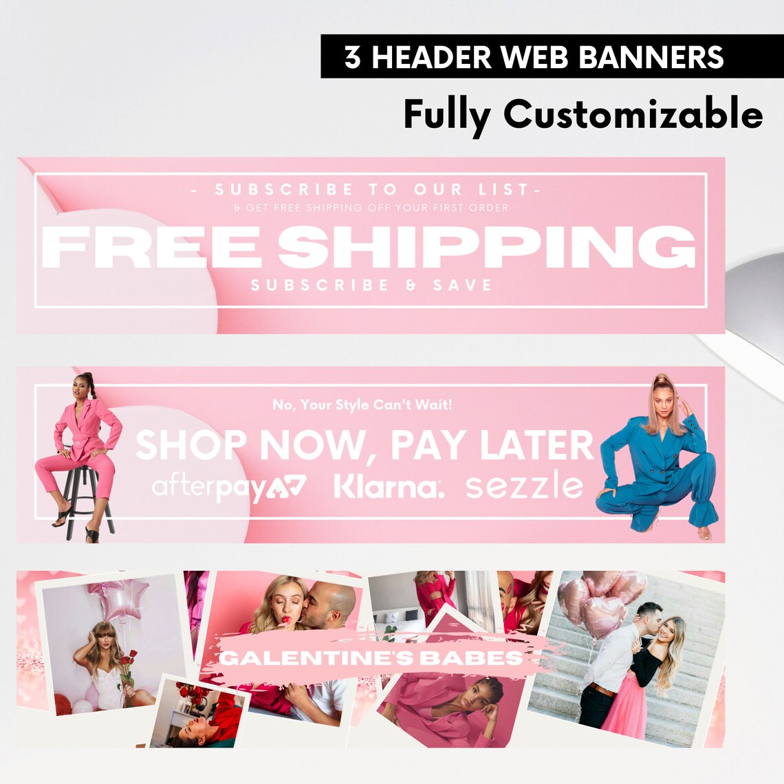 WIX or Shopify Theme Pre-made Banner Templates Step-by-step - Etsy