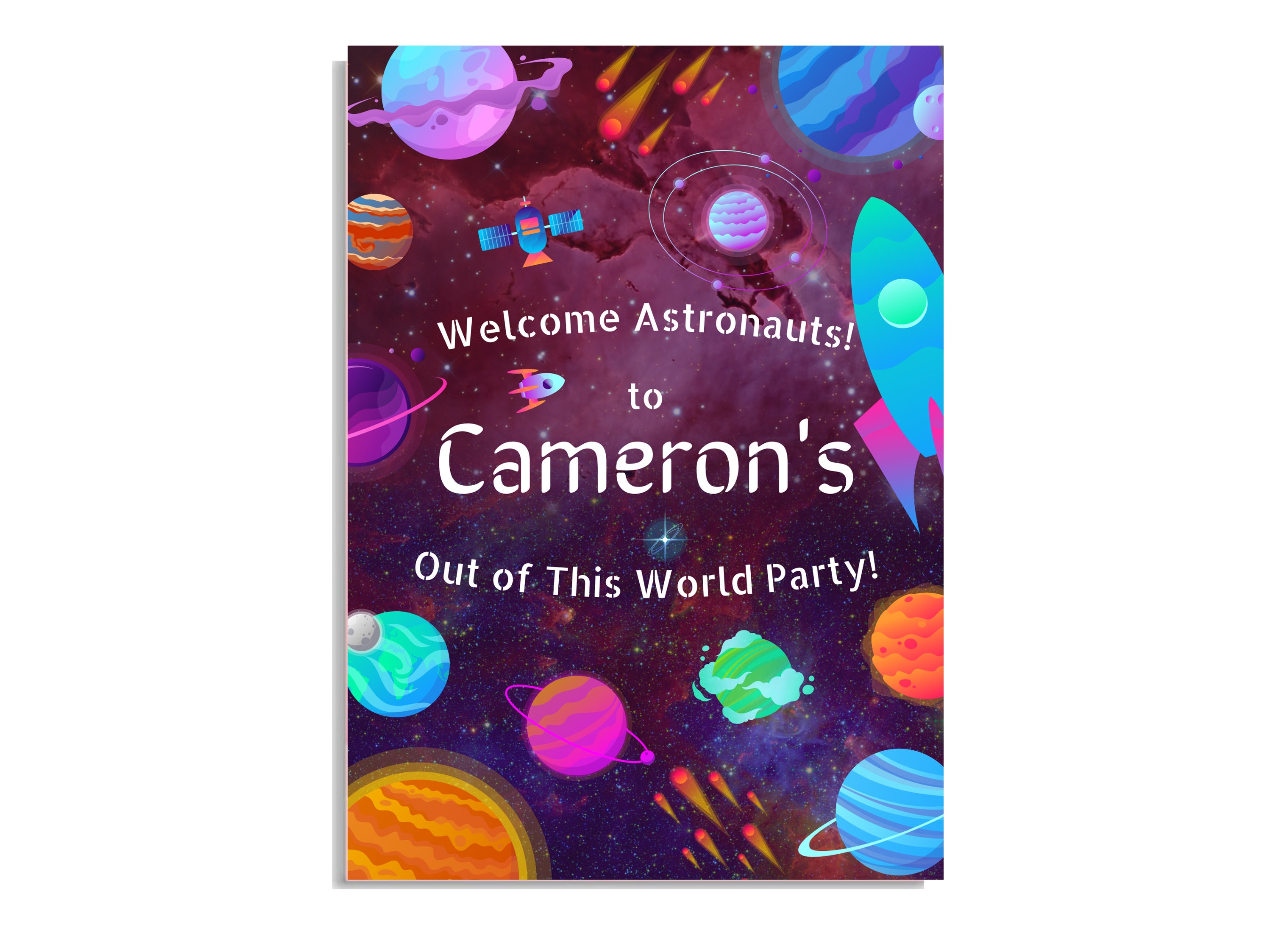 Space Birthday Party Welcome Sign, Outer Space Birthday Welcome Sign ...