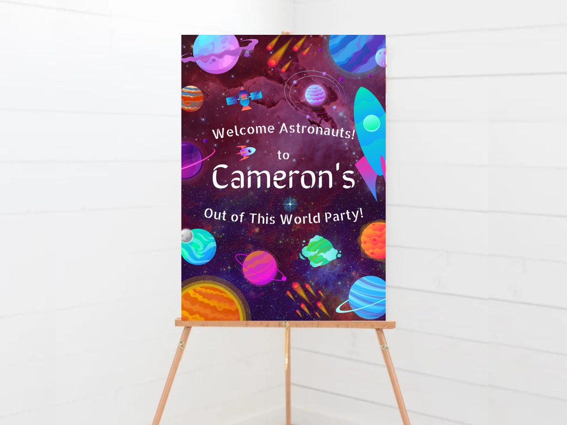 Space Birthday Party Welcome Sign, Outer Space Birthday Welcome Sign ...