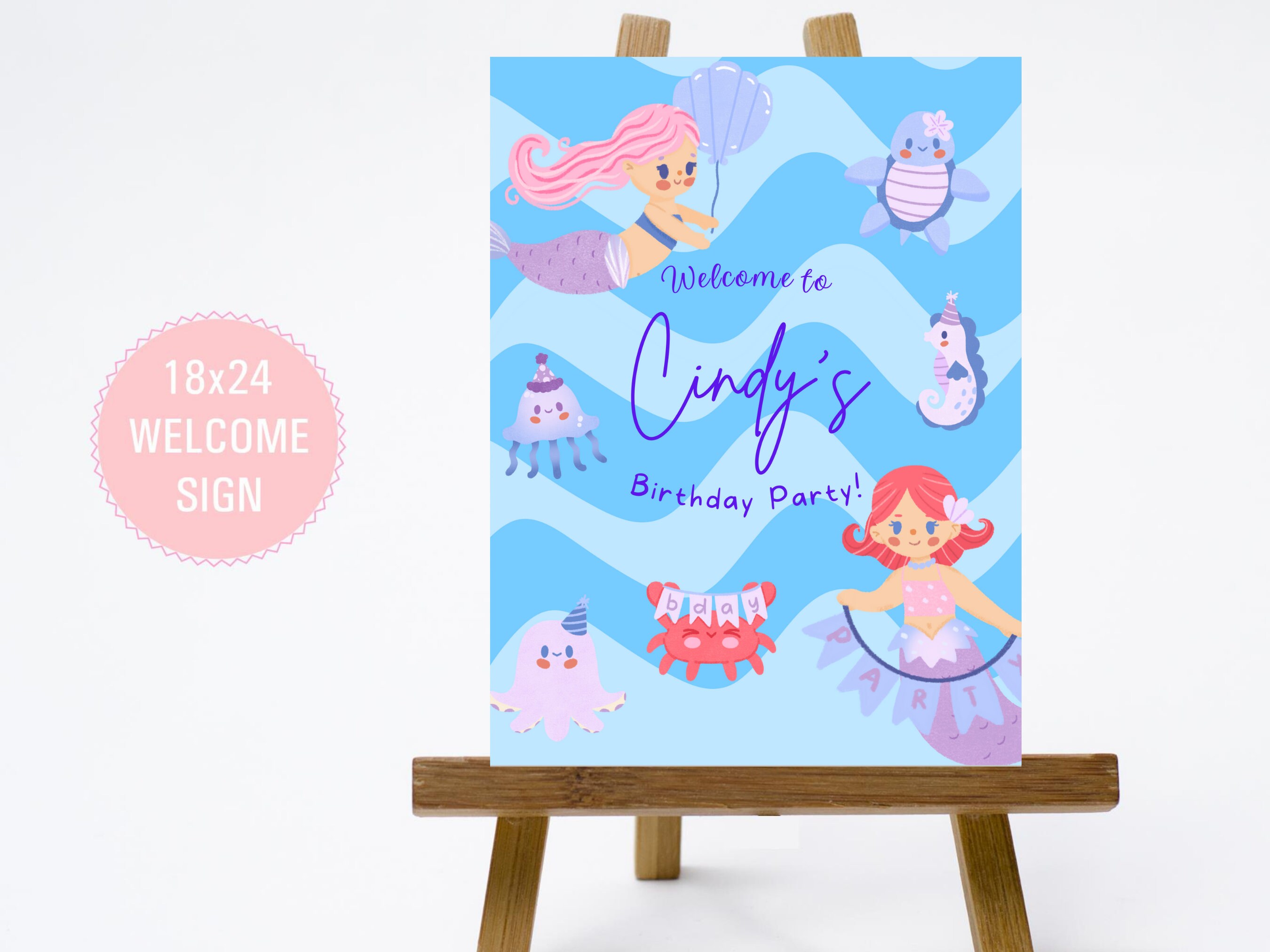 Mermaid Birthday Party Welcome Sign Mermaid Birthday Party - Etsy