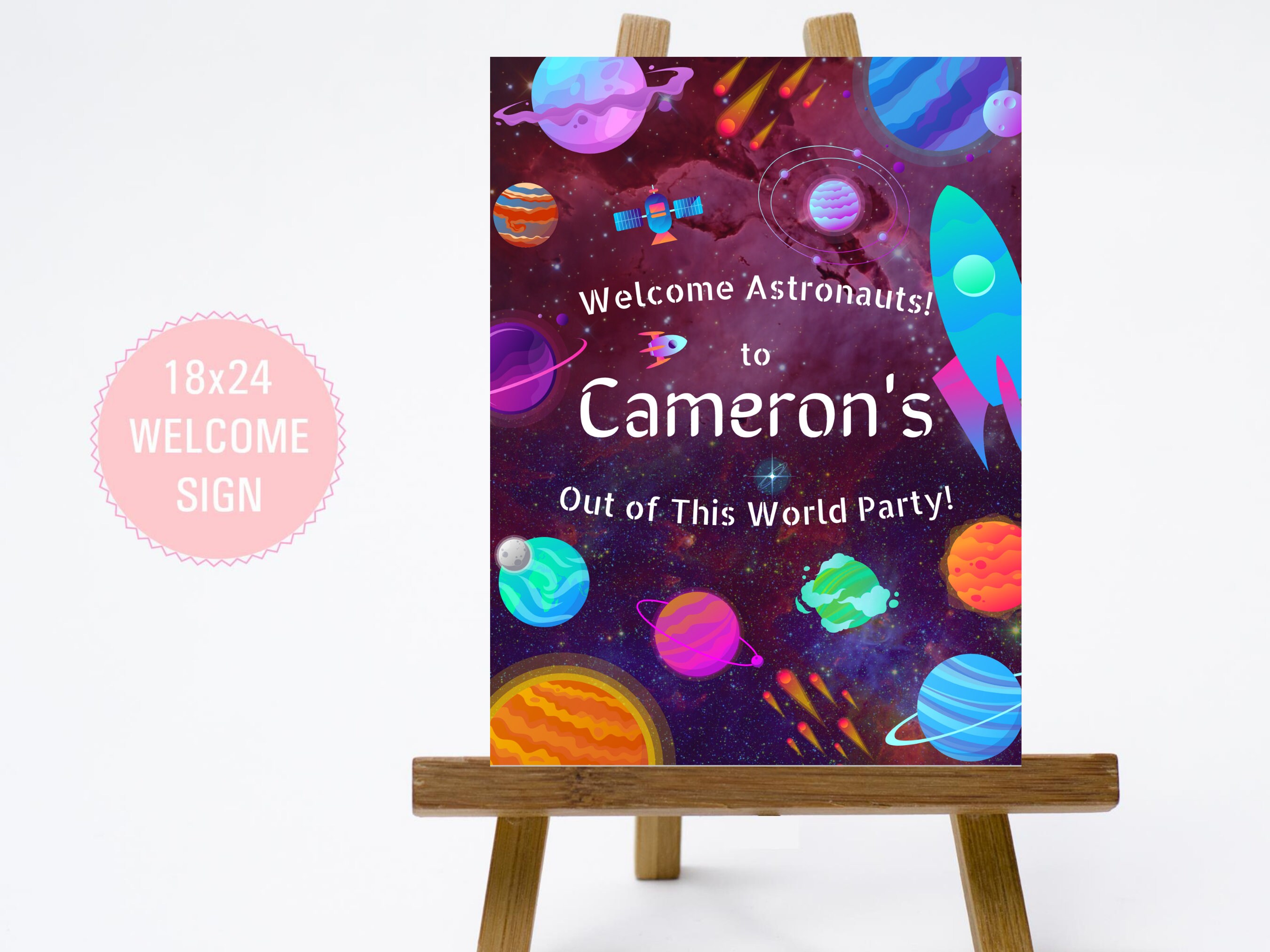 Space Birthday Party Welcome Sign, Outer Space Birthday Welcome Sign ...