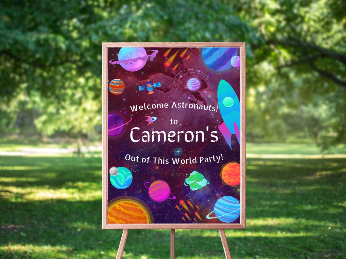 Space Birthday Party Welcome Sign, Outer Space Birthday Welcome Sign ...