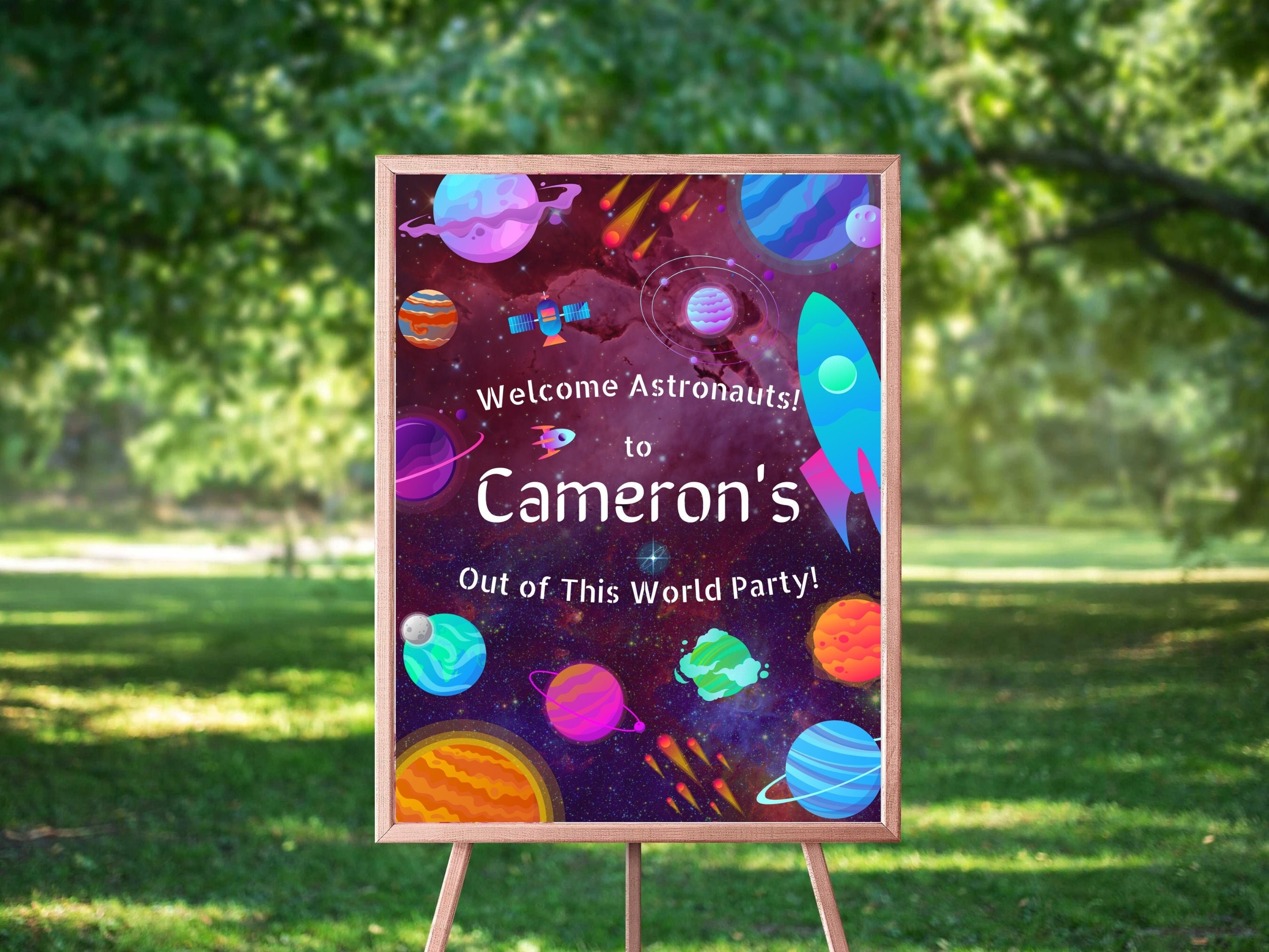 Space Birthday Party Welcome Sign, Outer Space Birthday Welcome Sign ...