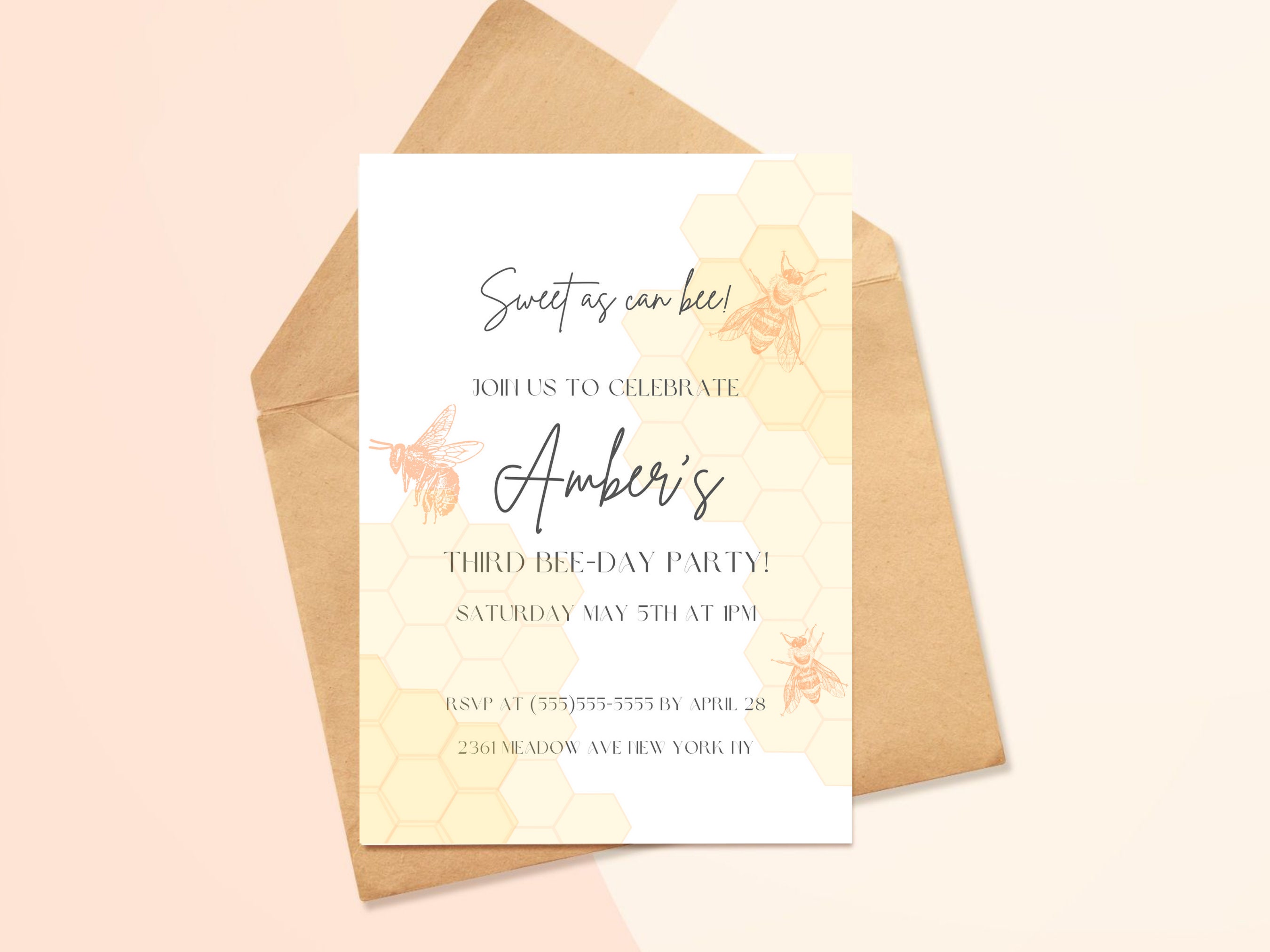 Bee Birthday Invitation, Bee Day Party Invitation, Bumble Bee Birthday ...