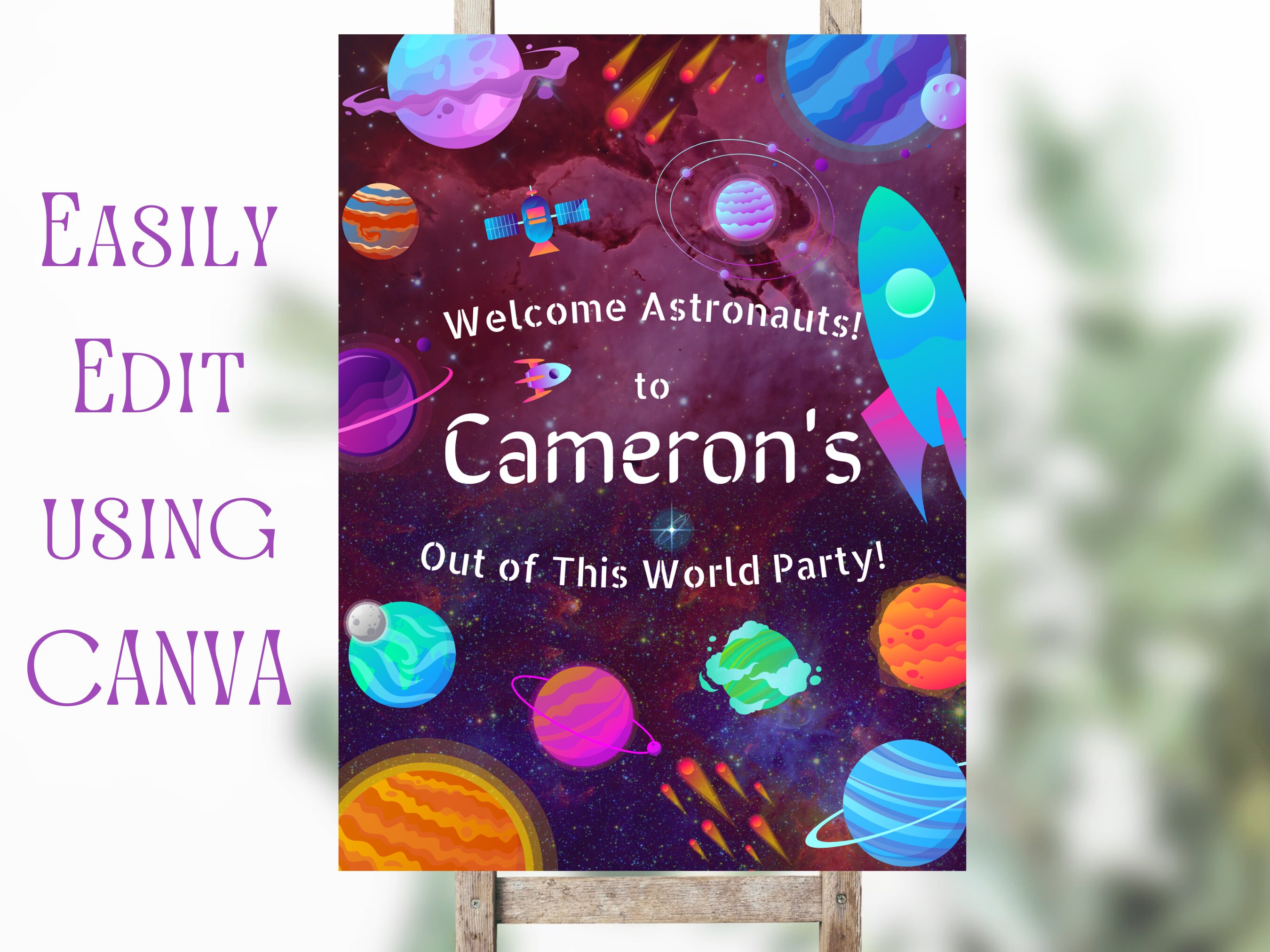 Space Birthday Party Welcome Sign, Outer Space Birthday Welcome Sign ...