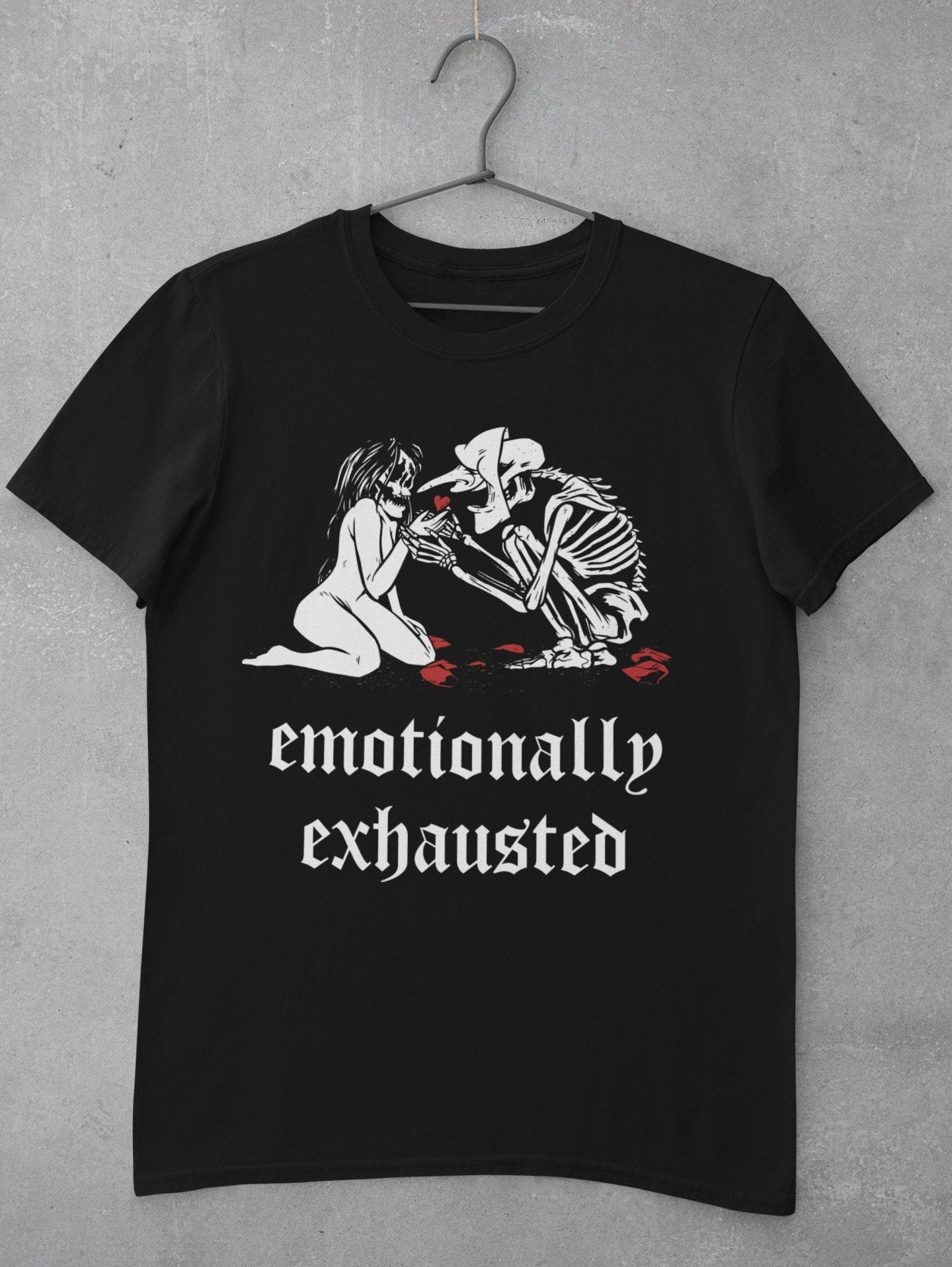 Emotionally Exhausted T-shirt, Gothic Skeleton Emo Shirt Made From ...
