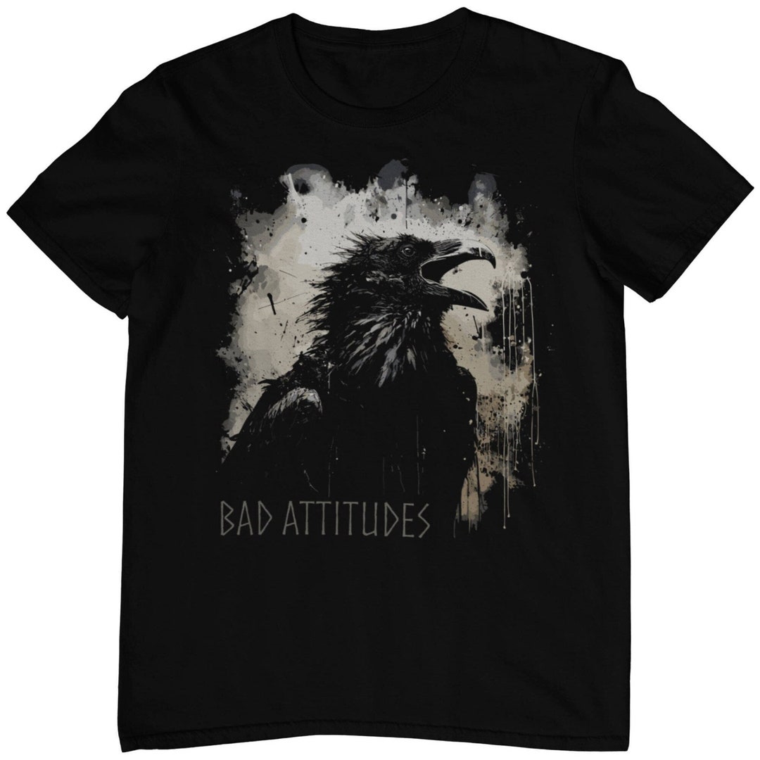 Camiseta gótica Raven Malas actitudes Goth Raven Crow Mystic Viking ...