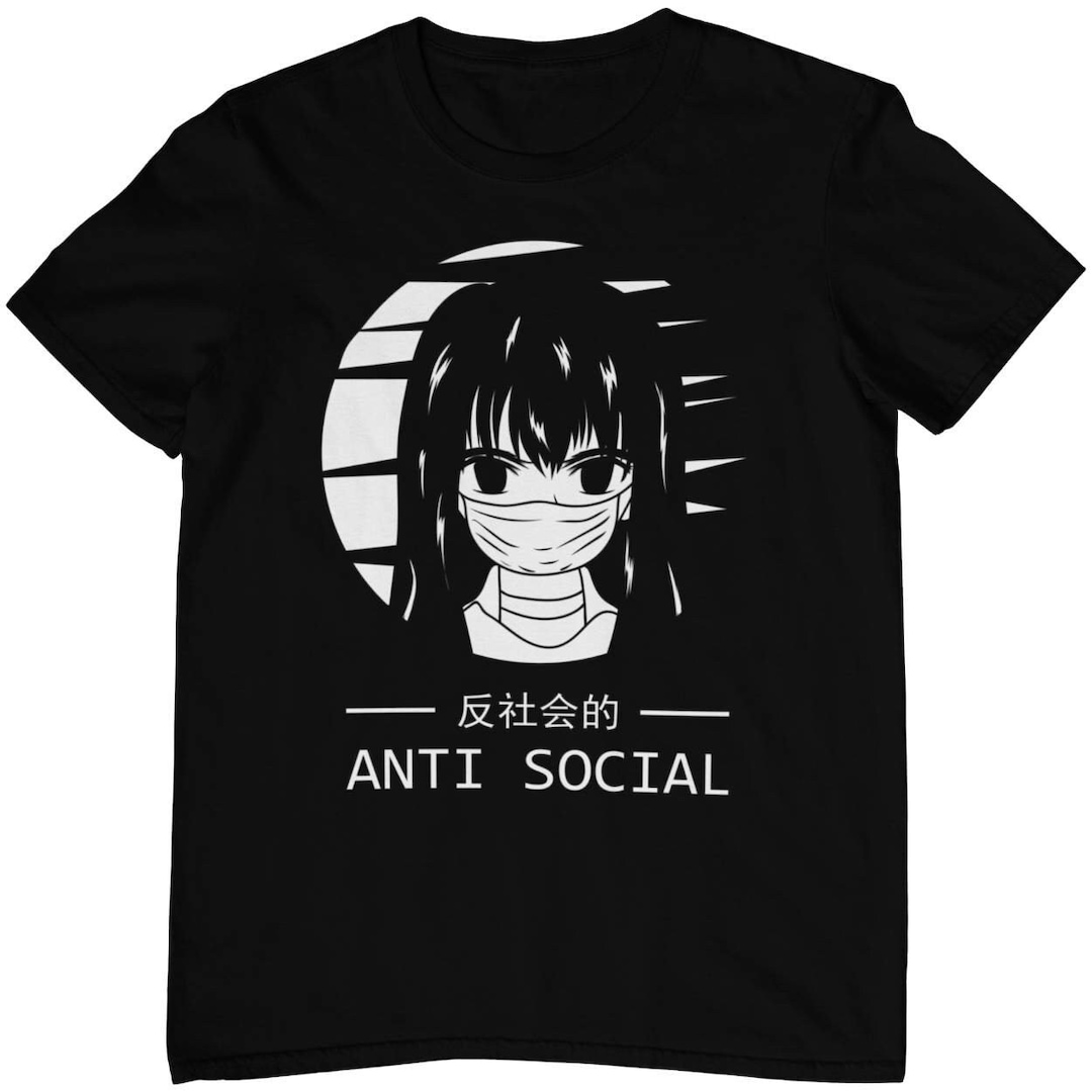 Anti Social T-shirt Masked Anime Girl Character Illustration Japanese ...