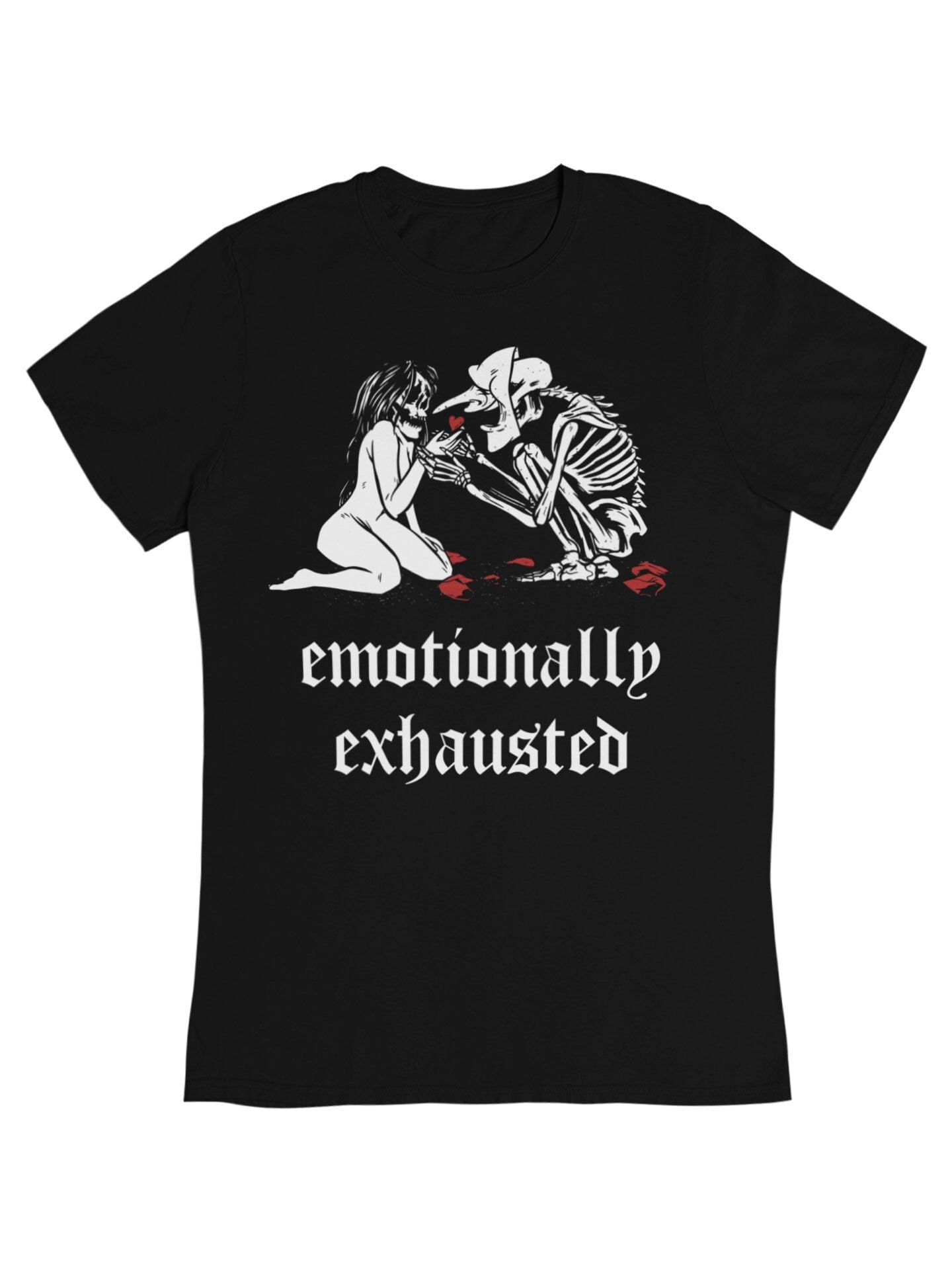 Emotionally Exhausted T-shirt, Gothic Skeleton Emo Shirt Made From ...