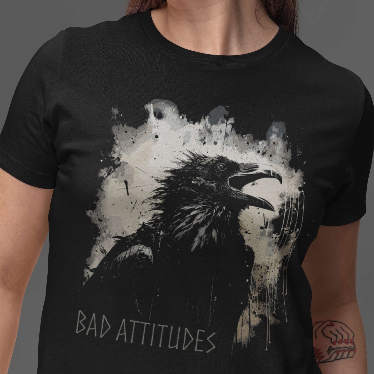 Camiseta gótica Raven Malas actitudes Goth Raven Crow Mystic Viking ...
