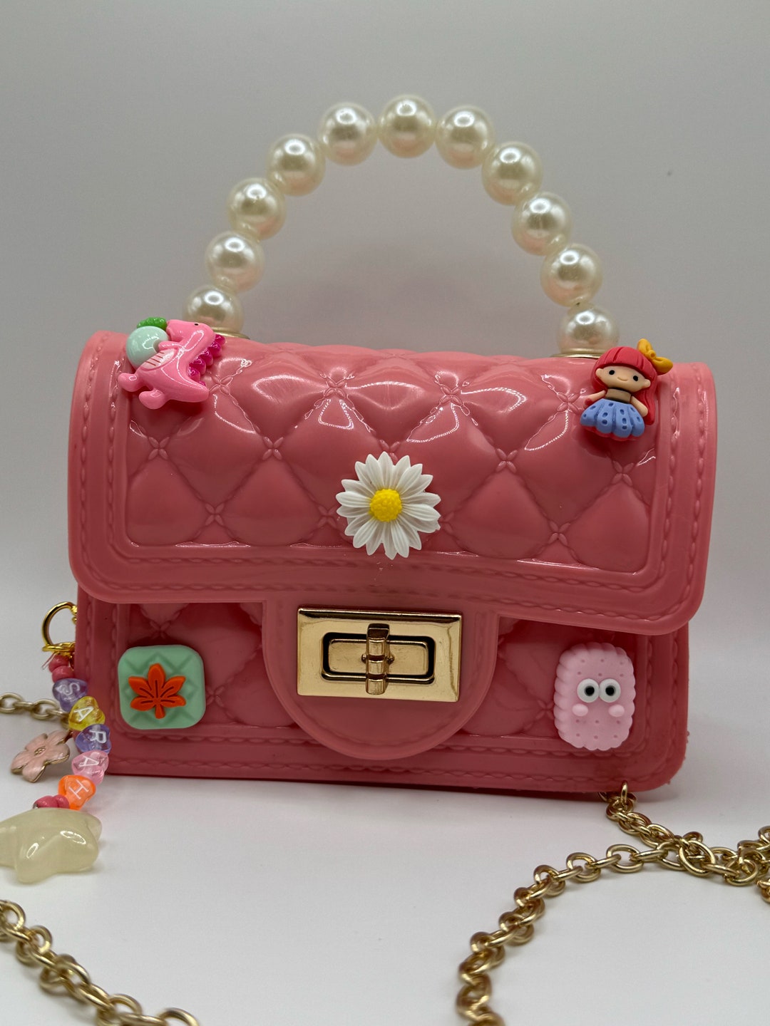 Kids Crossbody Bag/pearl Chain Handbag/kids Purse/girl Birthday Gift ...