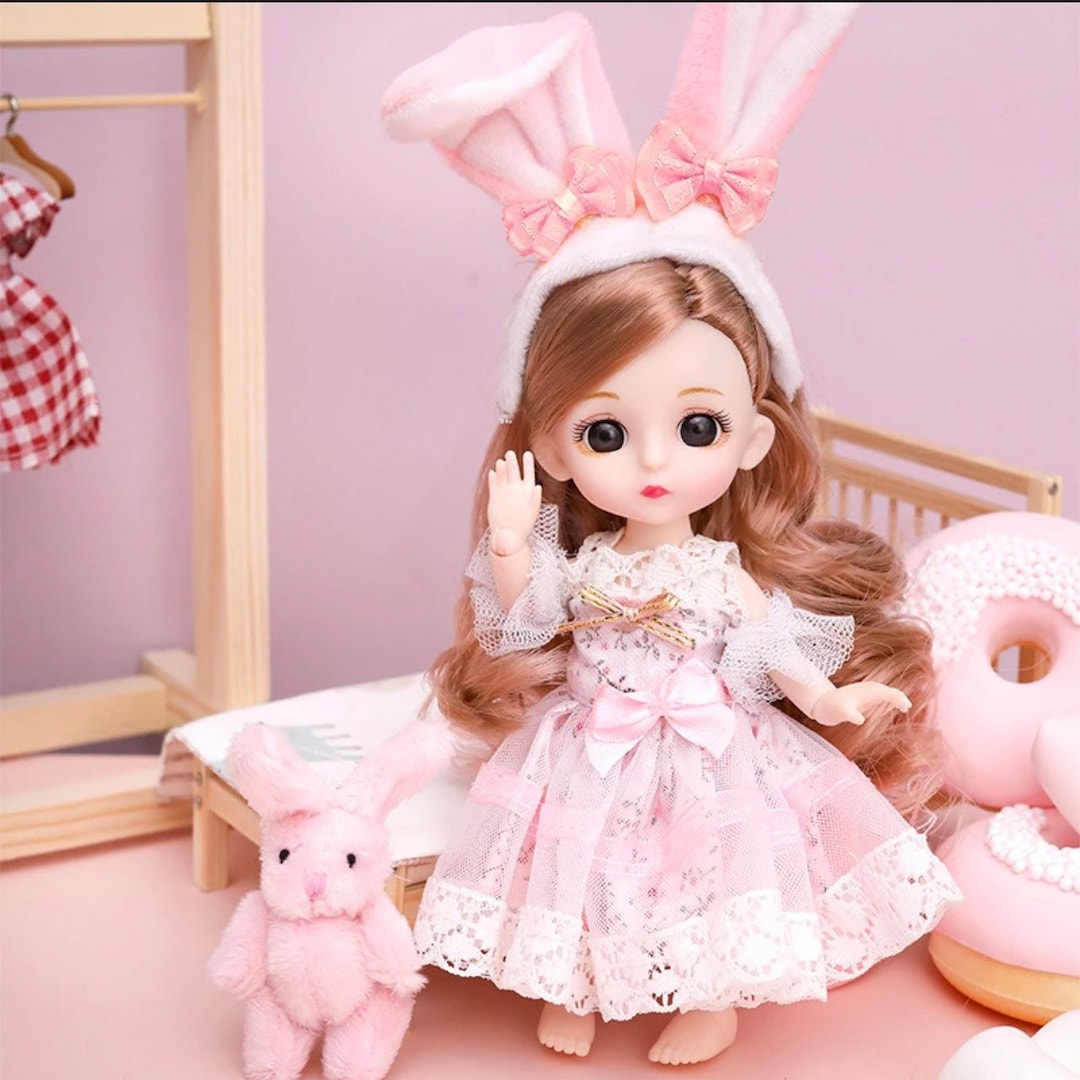 Premium Girl Toy BJD Mini Doll 13 Movable Joint , 3D Big Eye Beautiful ...