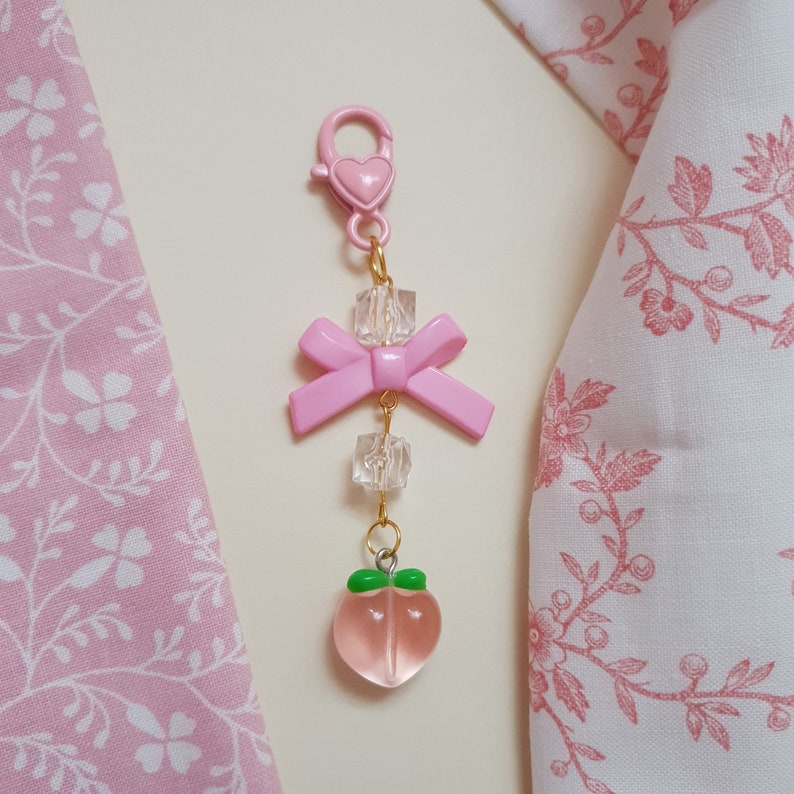 Kawaii Cute Pink Flower Cherry Floral Bead Charm Pendant Phone Strap ...