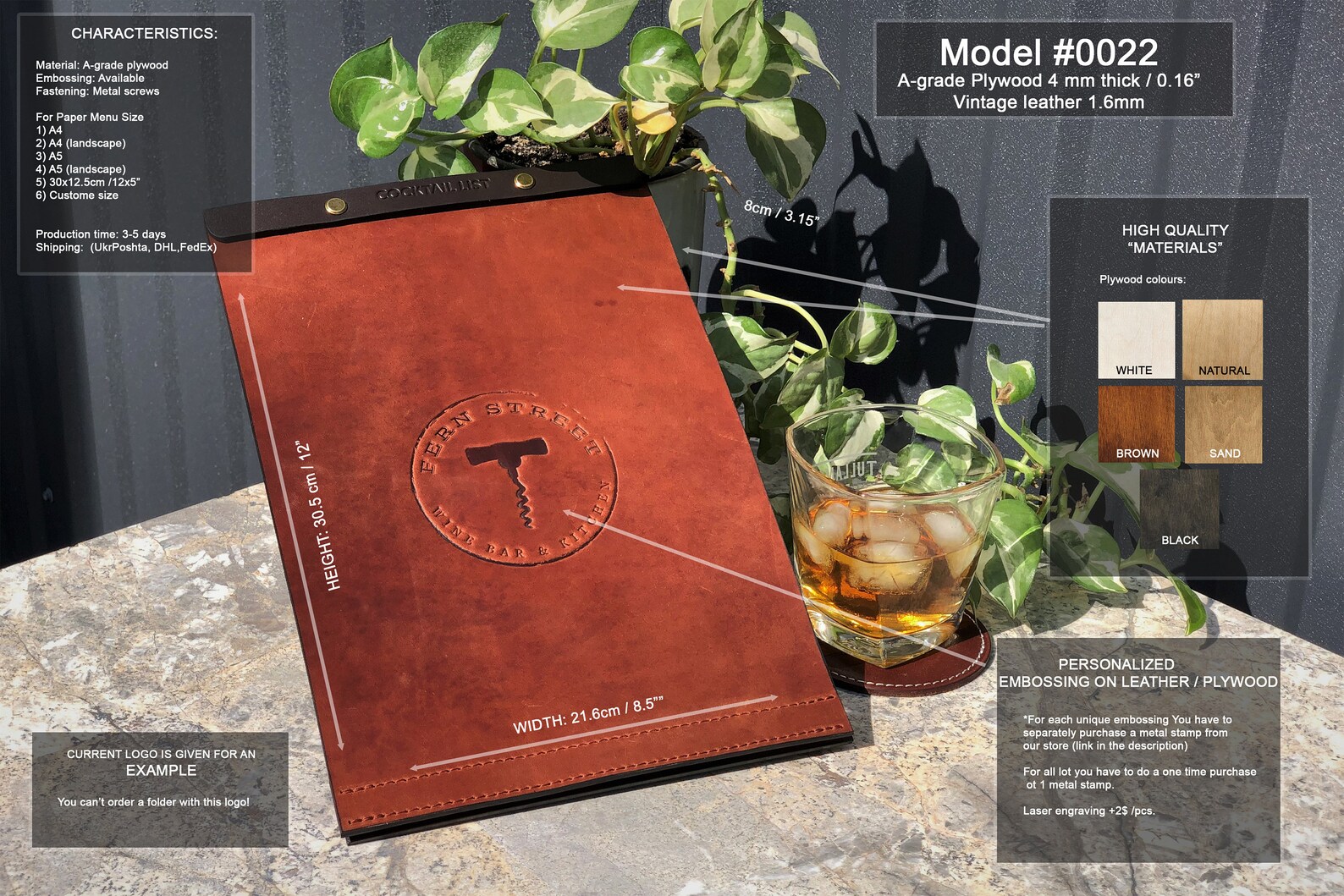 Menu Folder Leather Menu A4 A5 Leather Menu Cover Custom | Etsy