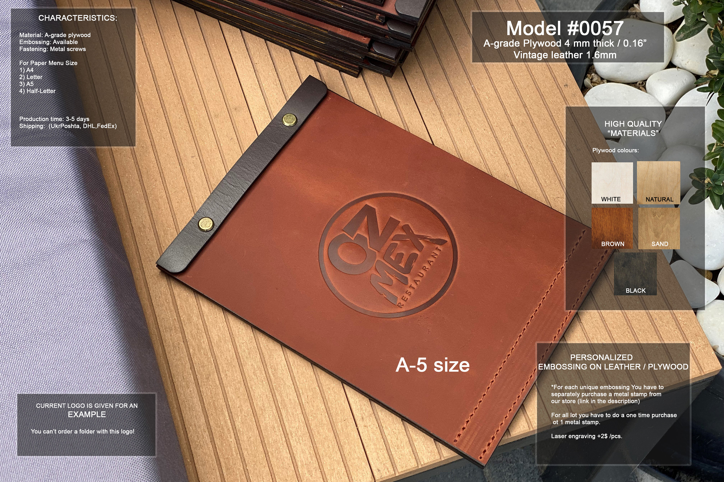 Menu Folder Leather Menu A4 A5 Leather Menu Cover Custom - Etsy