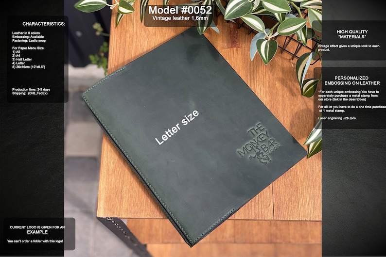 Leather Menu Folder Leather Menu A5 A4 Leather Menu Cover - Etsy