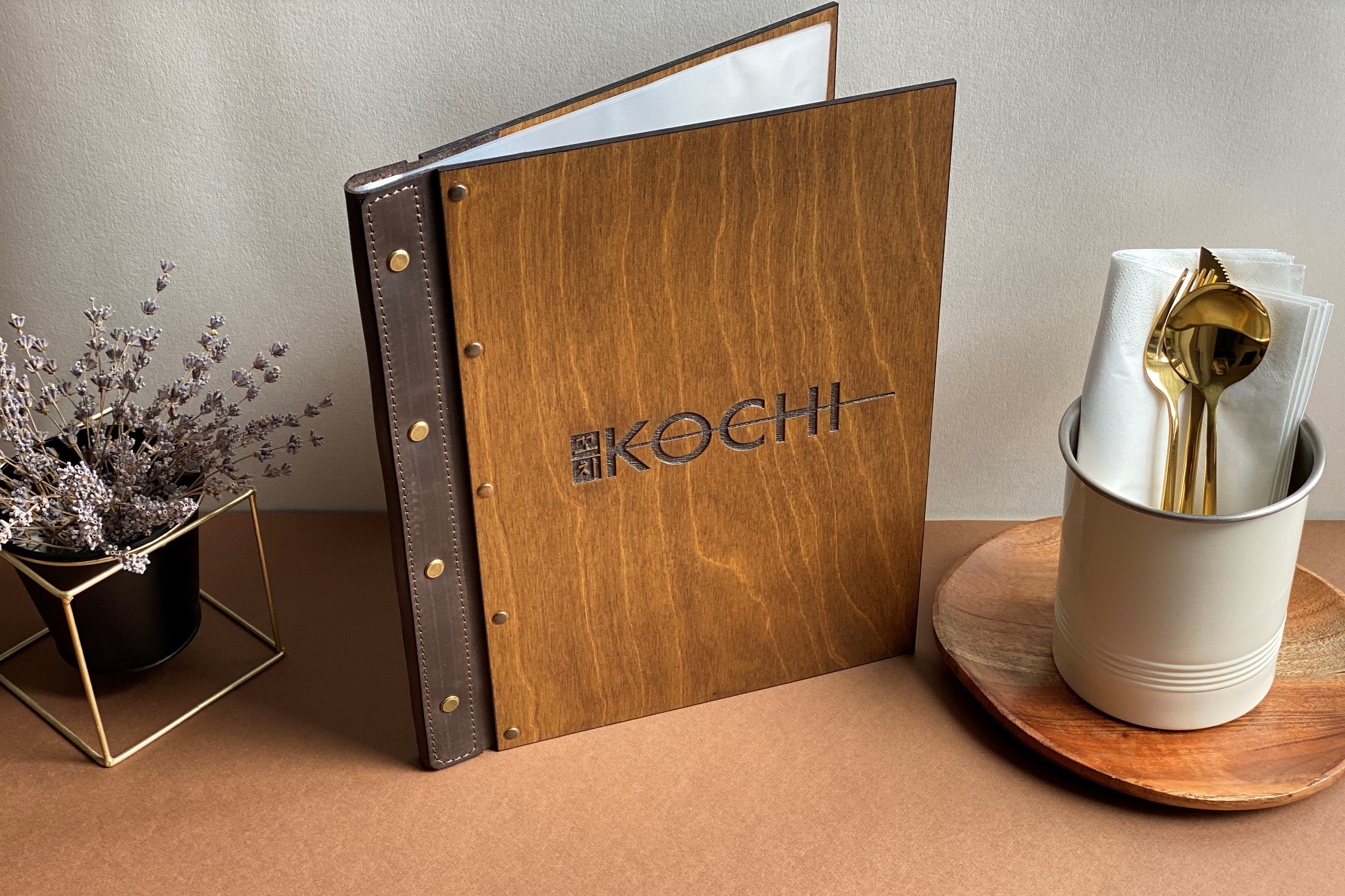 Wooden Menu Folder With Inserts Menu With Plastic Inserts - Etsy