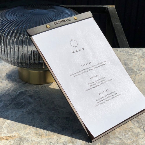 Menu Folder Wooden Menu A4 A5 Leather Menu Cover Custom - Etsy