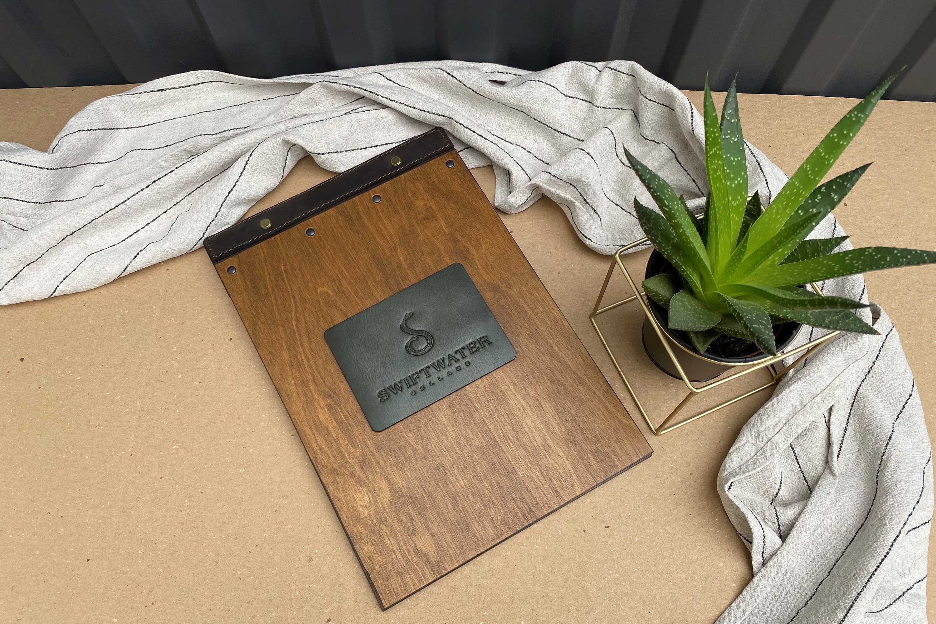 Wooden Menu Folder With Leather Binding, Menu Holder, Restaurant Menu ...