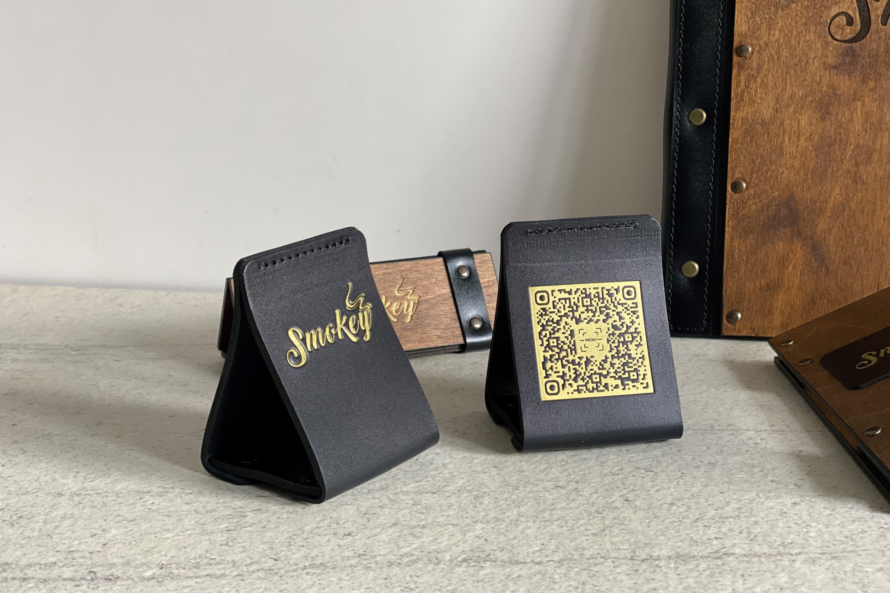 Leather QR Code Menu Sign: Restaurant Tabletop Display - Etsy