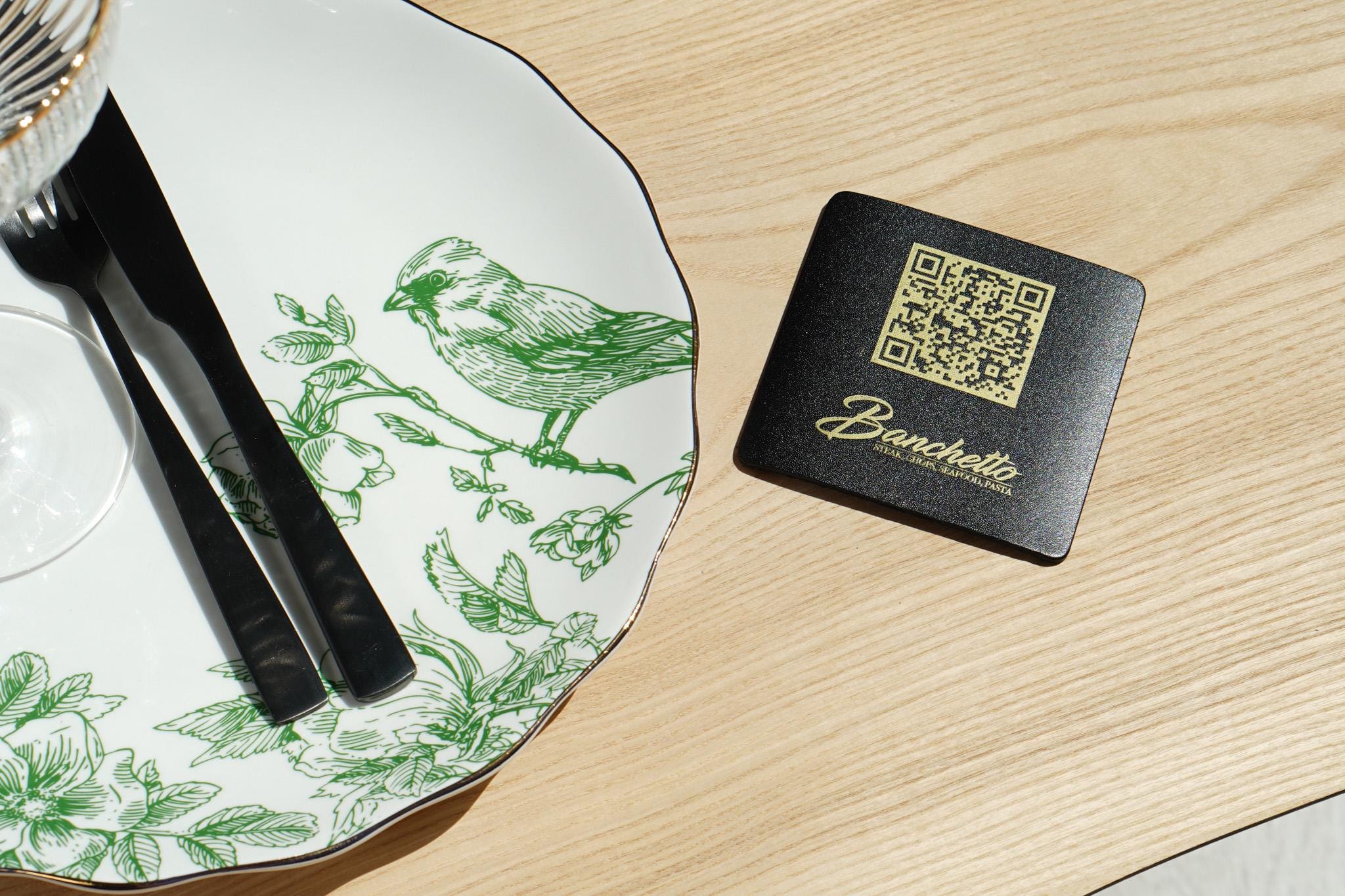 Leather QR Code Menu Sign: Personalized Restaurant Tabletop Display - Etsy