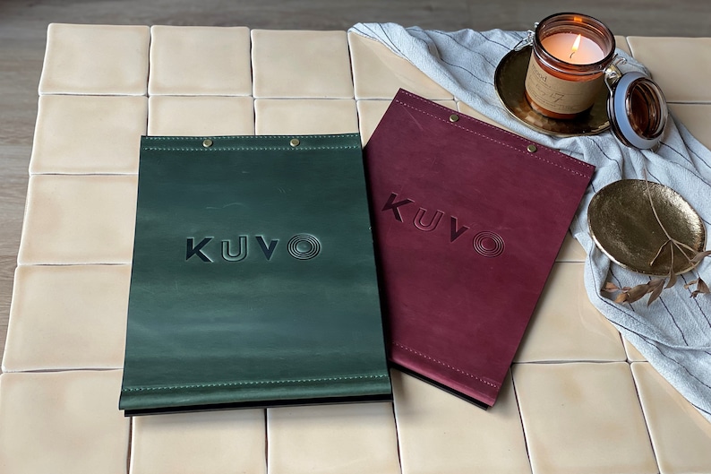 Leather Menu Holder A4 A5 Menu Cover With Embossing - Etsy