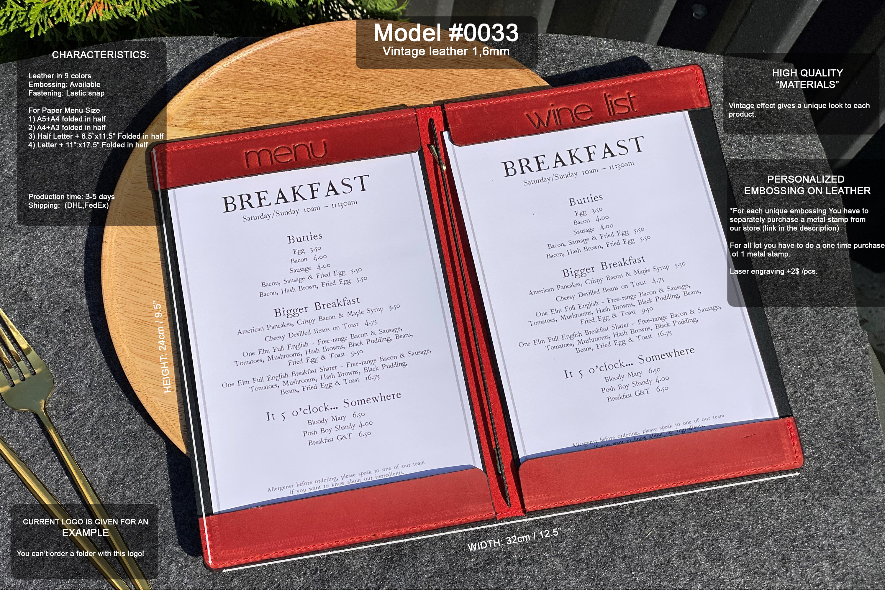 Leather Menu Folder Leather Menu A5 A4 Leather Menu Cover - Etsy