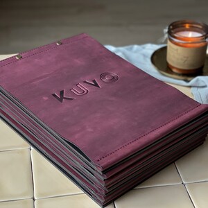 Leather Menu Holder A4 A5, Menu Cover With Embossing, Restaurant Menu ...