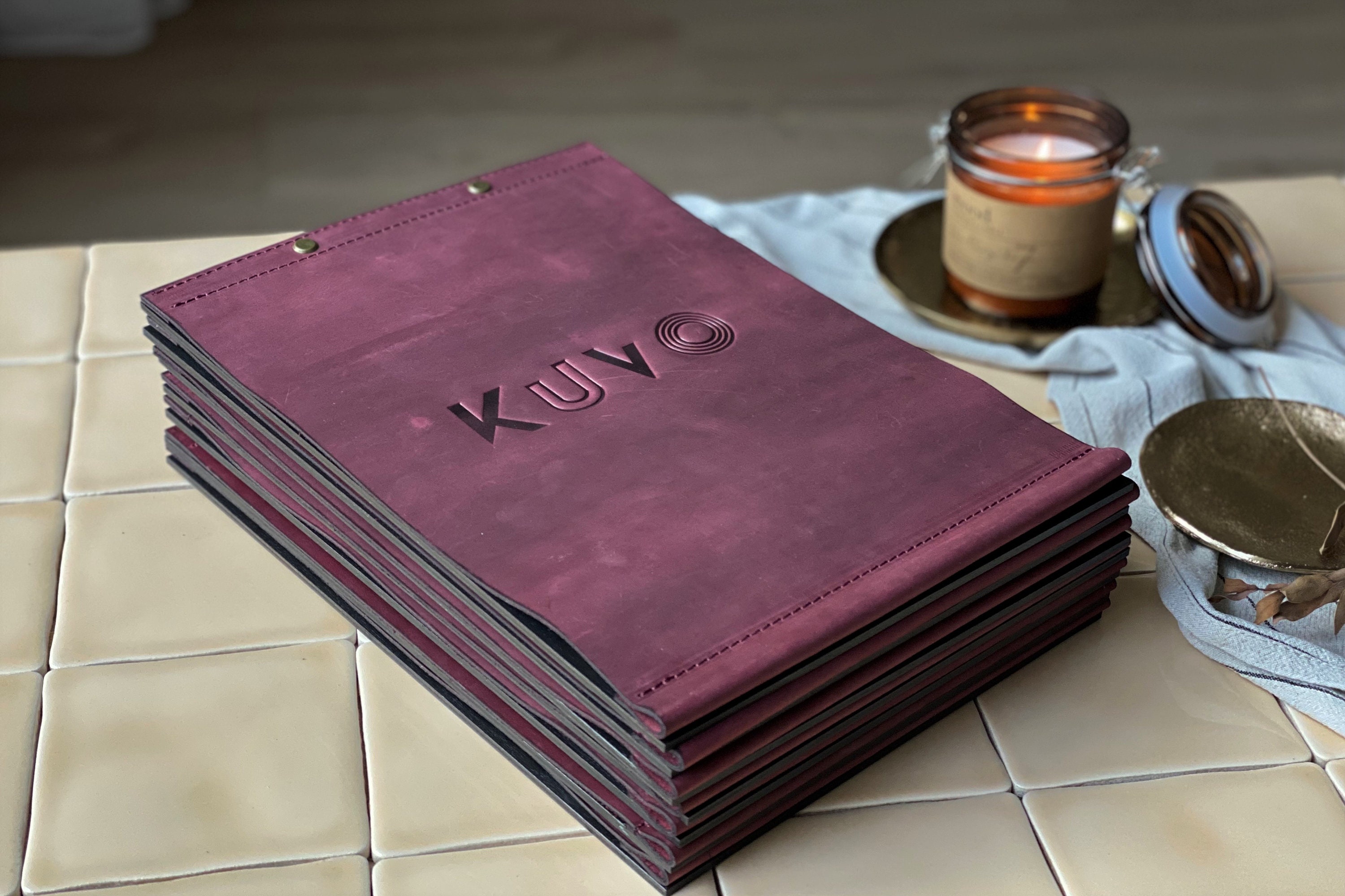 Leather Menu Holder A4 A5 Menu Cover With Embossing - Etsy