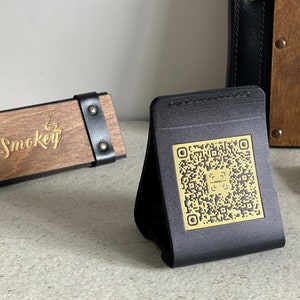 Leather QR Code Menu Sign: Restaurant Tabletop Display - Etsy