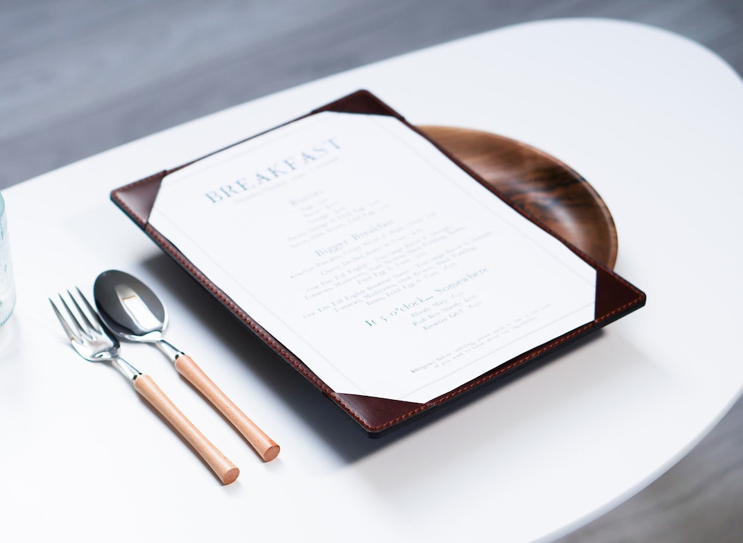 Embossed Leather Menu Cover: Restaurant Menu Folder With Corner Fixings ...
