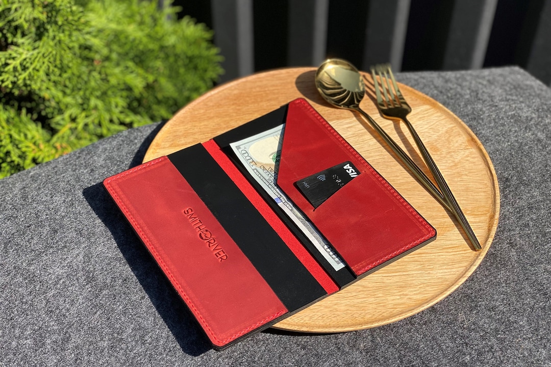 Leather Bill Holder. Leather Check Holder With Embossing. Check ...