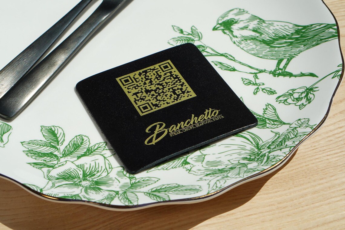 Leather QR Code Menu Sign: Personalized Restaurant Tabletop Display - Etsy