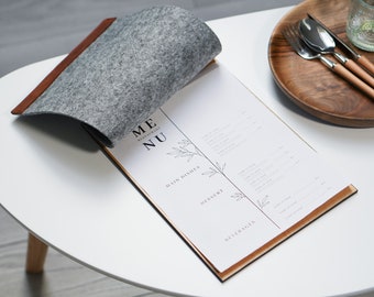 Wooden Menu Folder Logo Table Menu Holder on Rings Personalized Menu ...