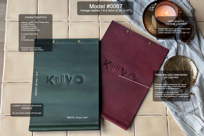 Leather Menu Holder A4 A5 Menu Cover With Embossing - Etsy