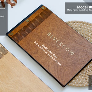 Wooden Menu, Leather Menu A4/US Letter, A5/US Half-letter, Leather Menu ...