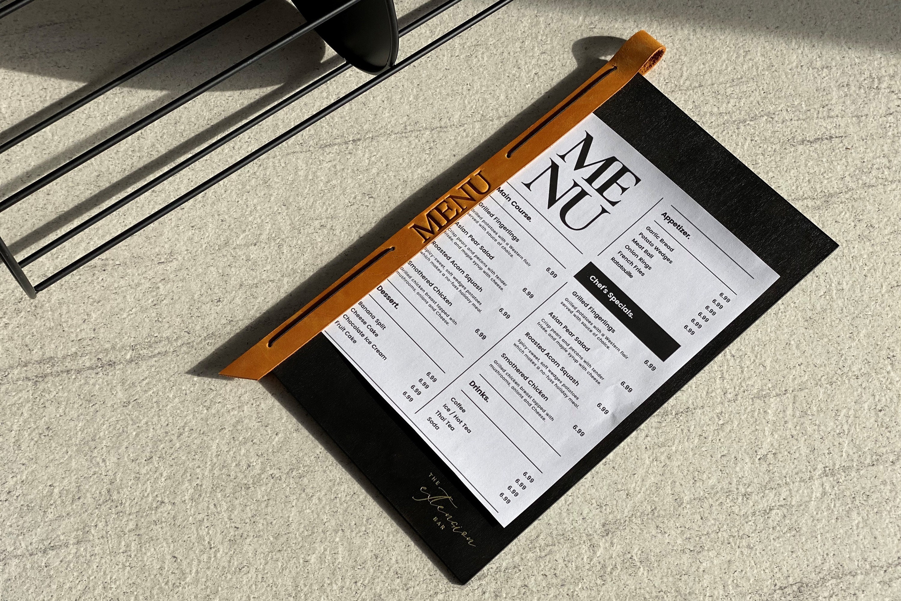 Menu Folder Wooden Menu Legal Size Leather Menu Cover - Etsy