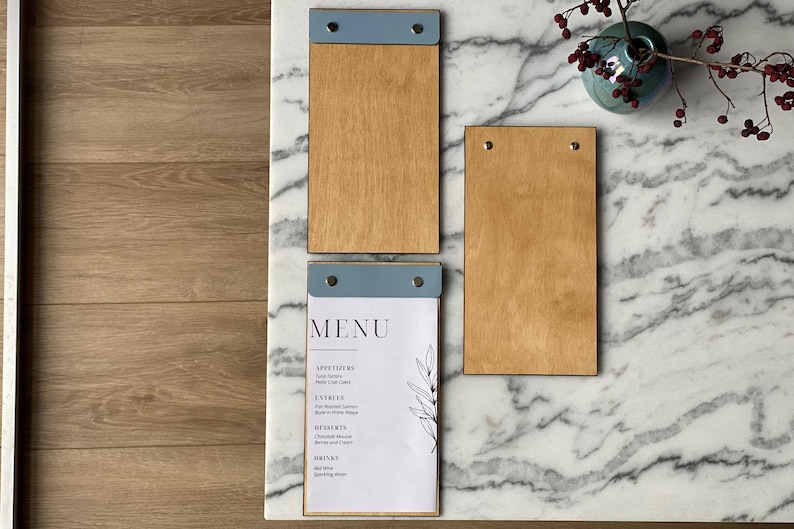 Leather & Wood Menu Folder: Custom Restaurant Menu Cover - Etsy