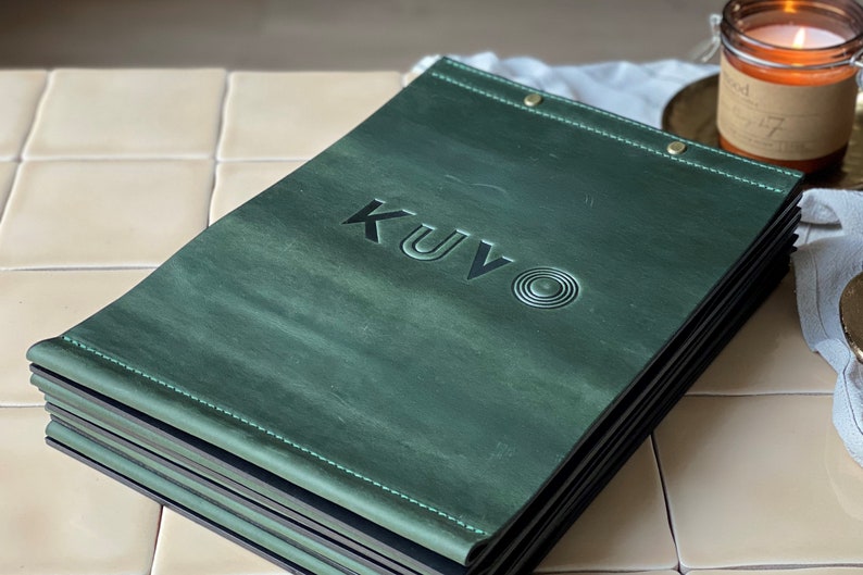 Leather Menu Holder A4 A5 Menu Cover With Embossing - Etsy