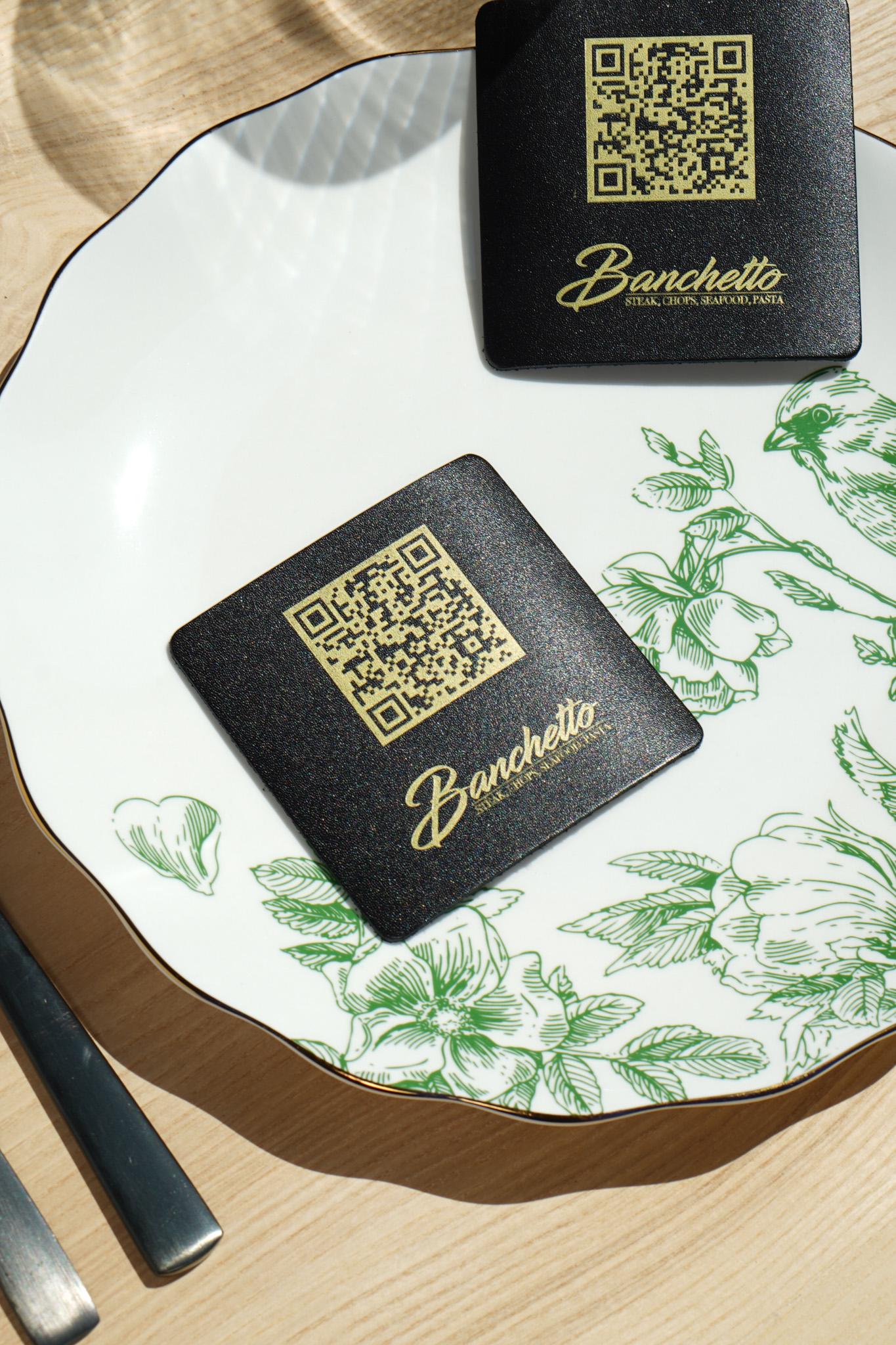 Leather QR Code Menu Sign: Personalized Restaurant Tabletop Display - Etsy