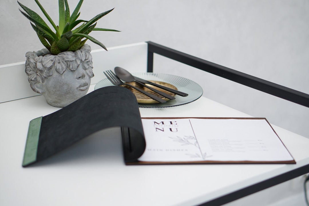 Menu Folder for A4 and US Letter Sheets, Elegant Ashwood and Leather ...