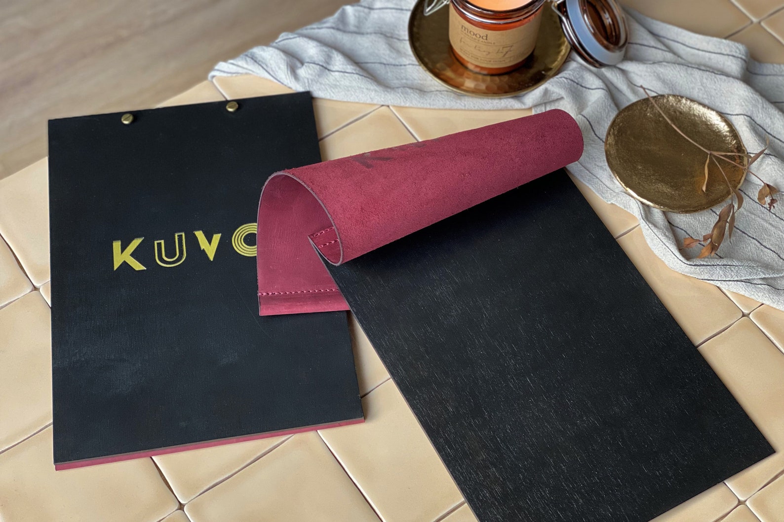 Leather Menu Holder A4 A5 Menu Cover With Embossing - Etsy