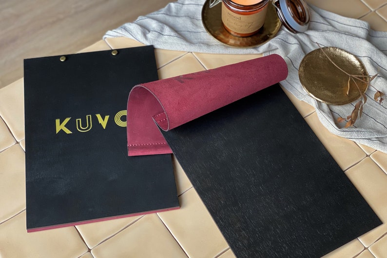 Leather Menu Holder A4 A5 Menu Cover With Embossing - Etsy