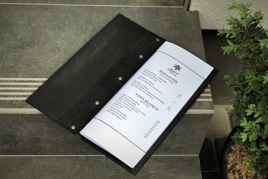 Vine Menu Menu Folder Leather Menu A5 Wooden Menu Cover A4 - Etsy